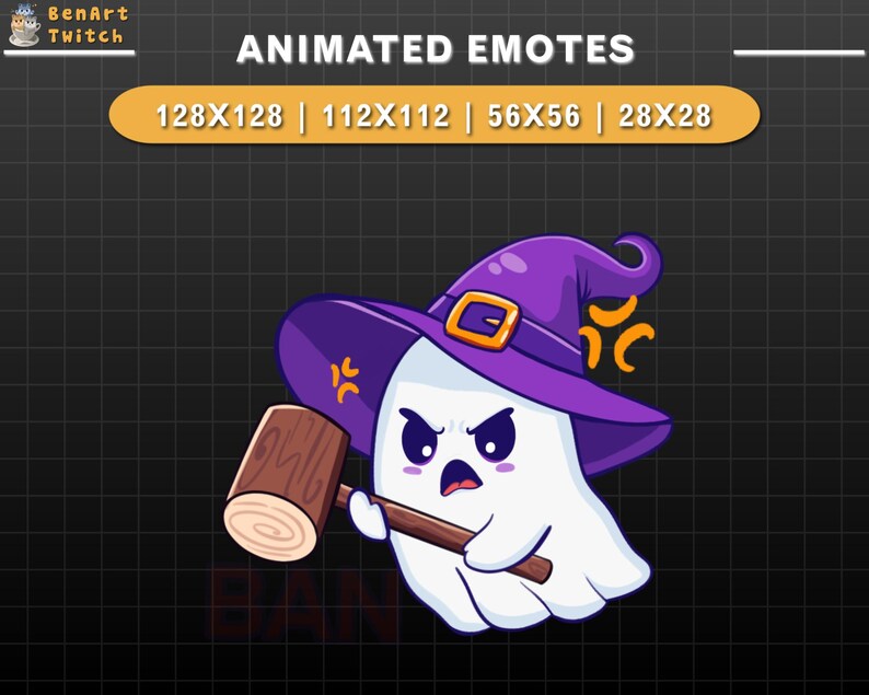 Animated Twitch Emote Cute Ghost BAN, Halloween Twitch Emotes, BAN ...