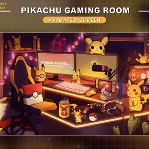 Animated Twitch Overlay Game Room Pikachu, Cute Pikachu Stream Package ...