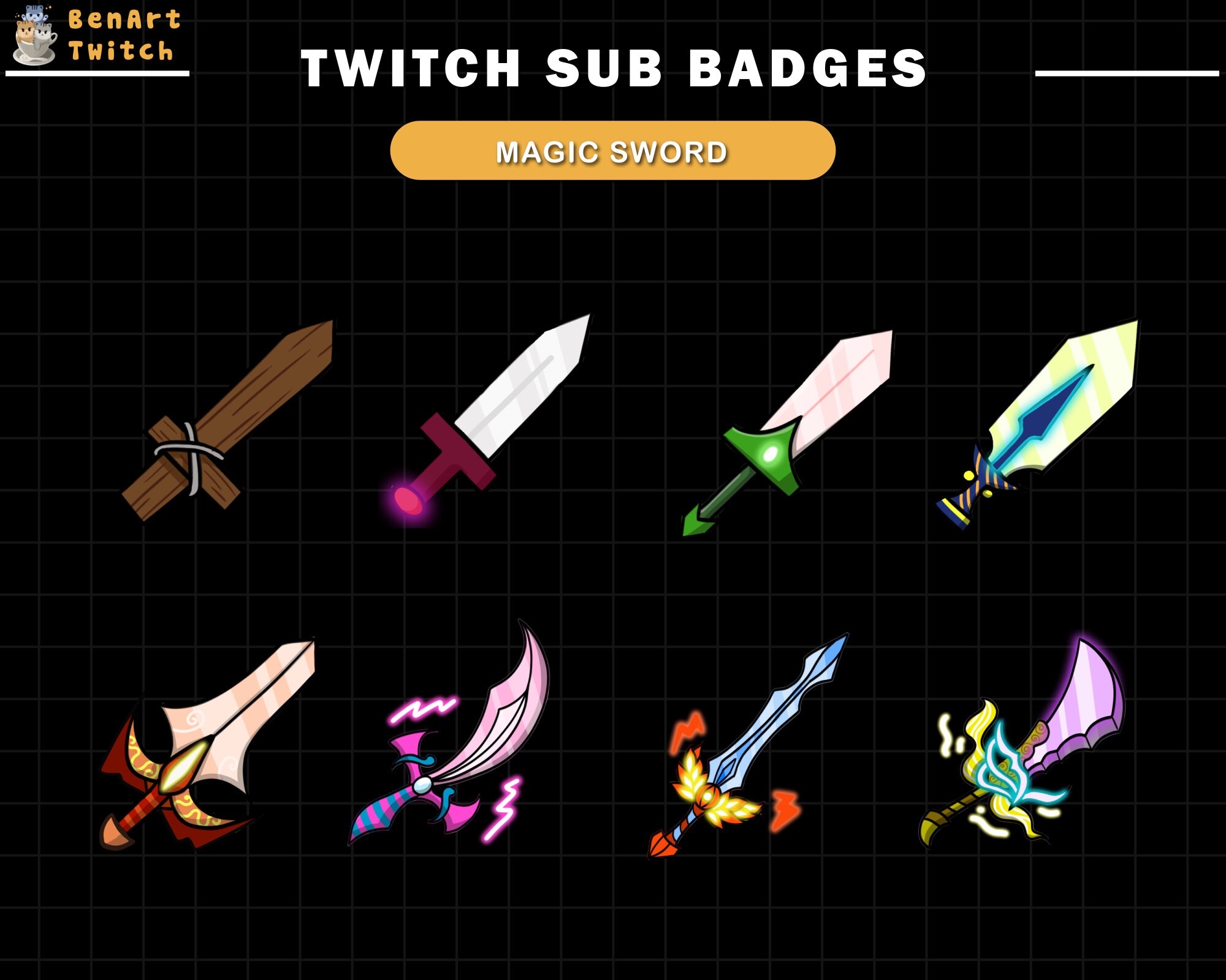 Magic Sword Twitch Sub Badges Swords Twitch Badges for - Etsy