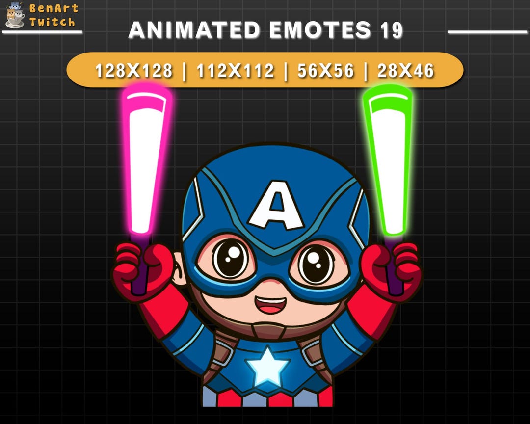 Animated Twitch Emote Captain America Cheering, Cute Twitch Emotes ...