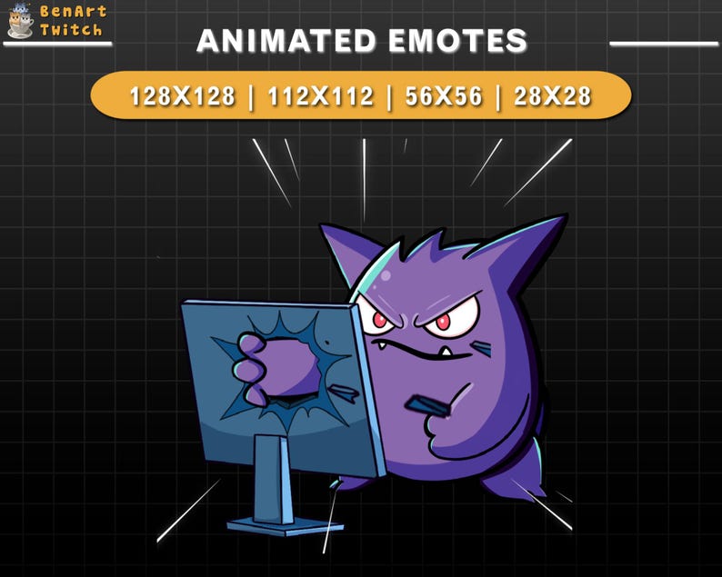 Animated Twitch Emote Gengar Smash Computer, Cute Pokemon Twitch Emotes ...