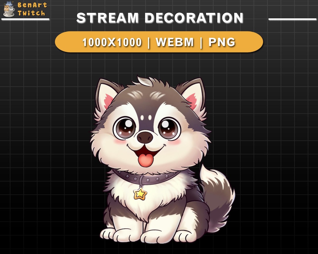 Animated Stream Decoration Husky Dog, Cute Fluffy Puppy, Kawaii Chibi ...