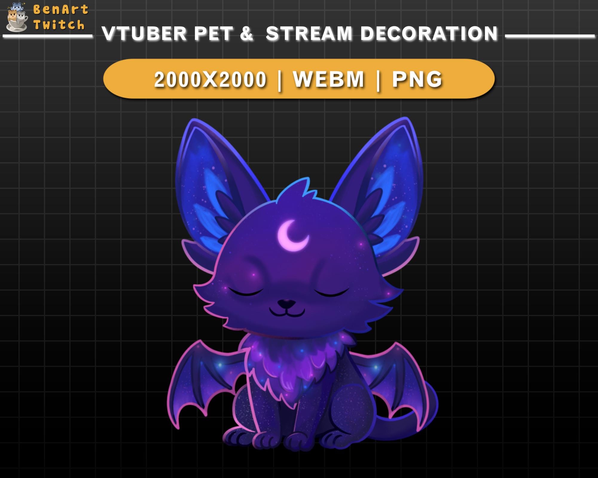 Animated Galaxy Evil Cat Vtuber Pet, Cute Mystic Stream Decoration With ...