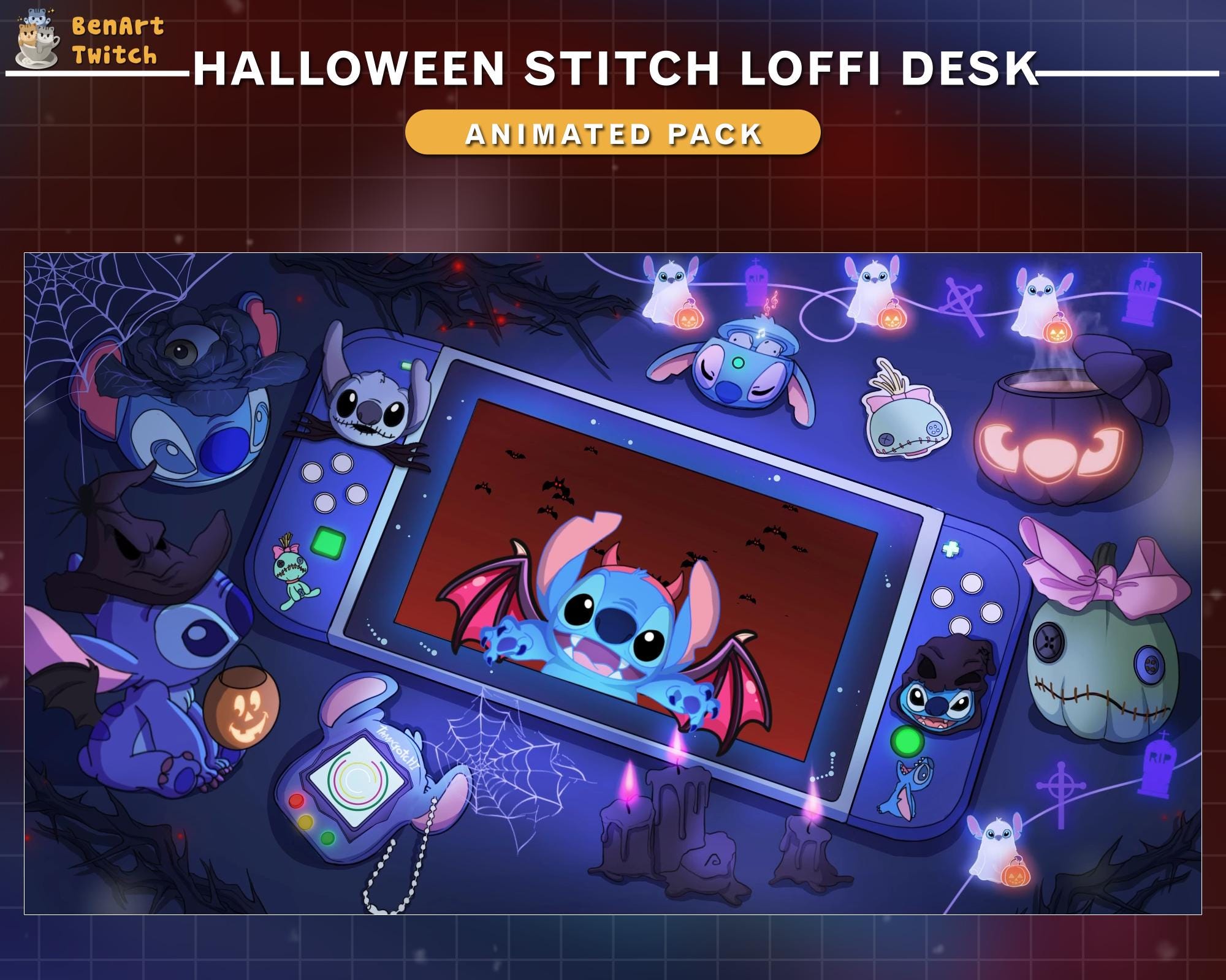 Animated Stream Package Halloween Lofi Desk Stitch, Halloween Stitch ...