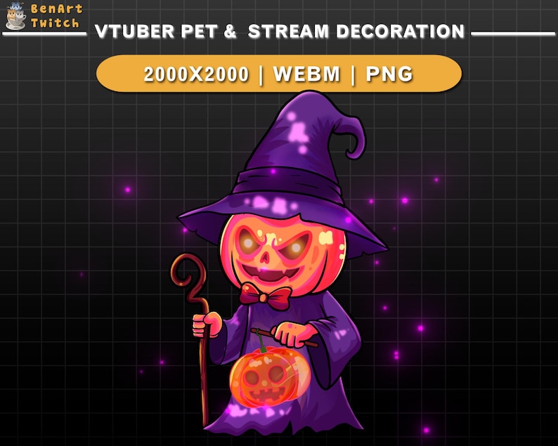 Animated Pumpkin Witch Vtuber Pet, Halloween Stream Decoration - Etsy