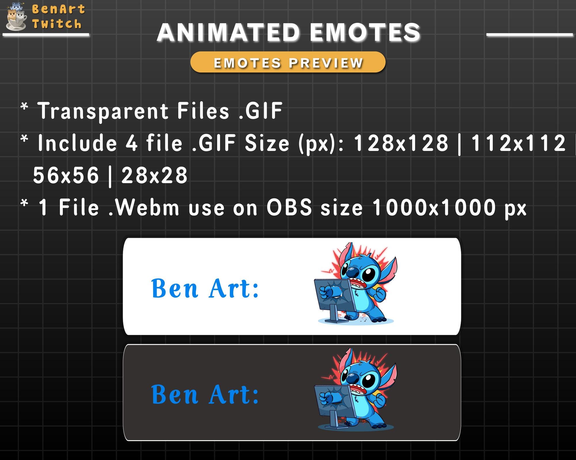 Animated Twitch Emote Stitch Smash Computer, Stitch Twitch Emotes, Cute ...