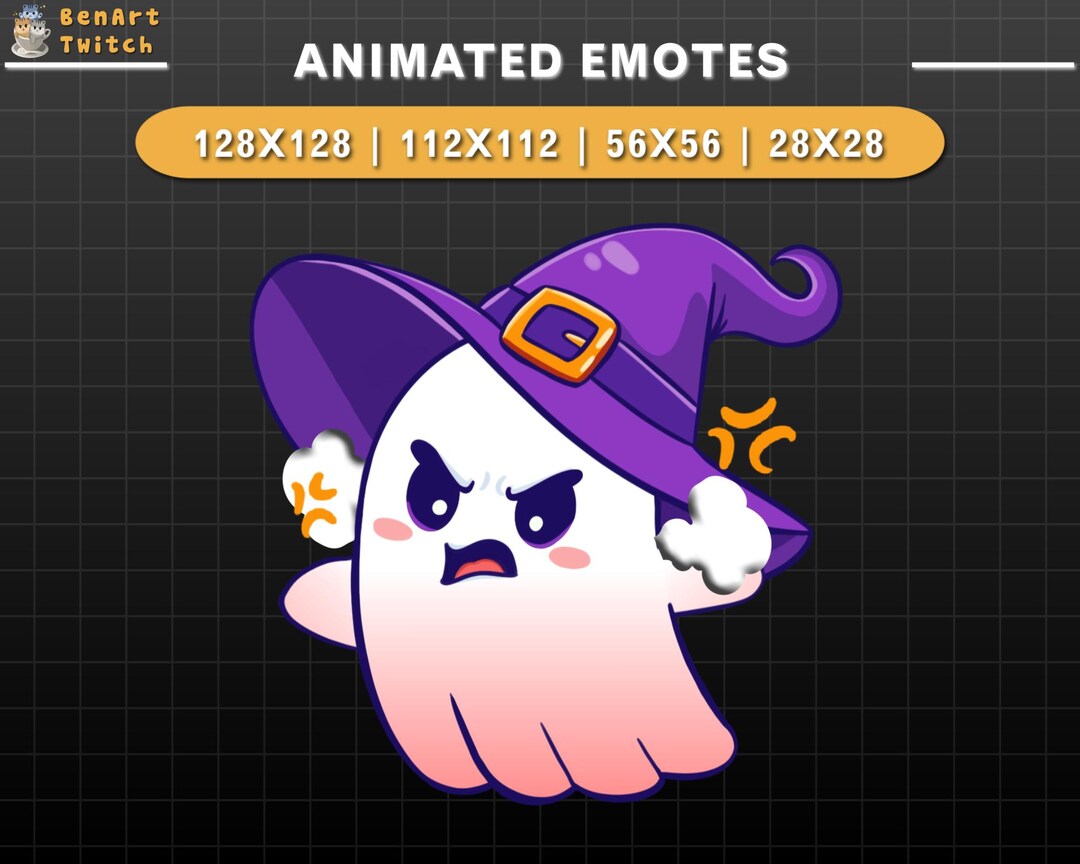 Animated Twitch Emote Cute Ghost Angry, Halloween Twitch Emotes, Kawaii ...