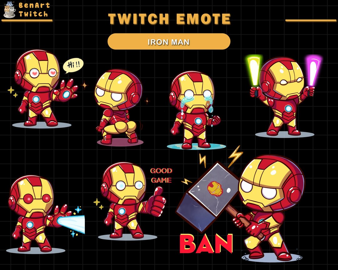 7x Twitch Emote Cute Iron Man, Cute Marvel Twitch Emotes, Cute Emotes ...