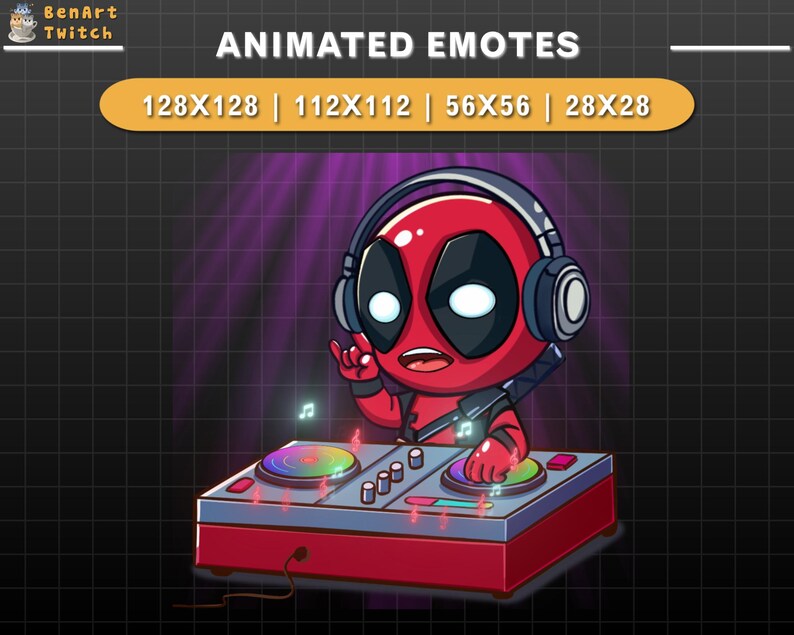 Animated Twitch Emote Deadpool DJ, Marvel Twitch Emotes, Cute Emotes ...
