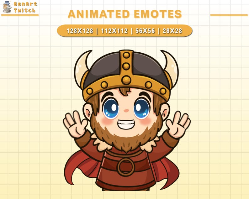 Viking Hi Animated Emotes for Twitch & Discord, Cute Streamer Emoji ...