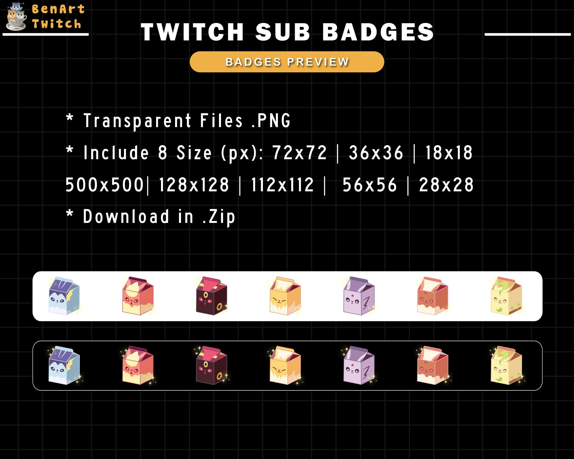 Pokemon Milk Box Twitch Sub Badges, Cute Pokemon Sub Badges for ...