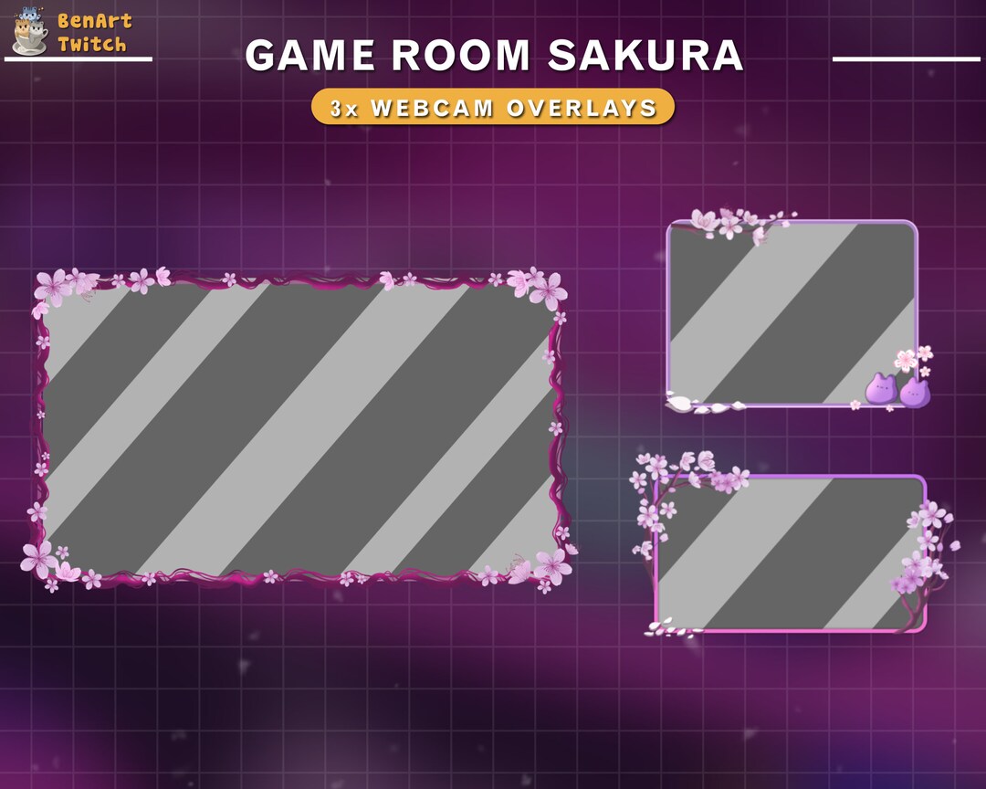 3x Animated Webcam Overlay Sakura, Cherry Blossom Twitch Webcam Borders ...