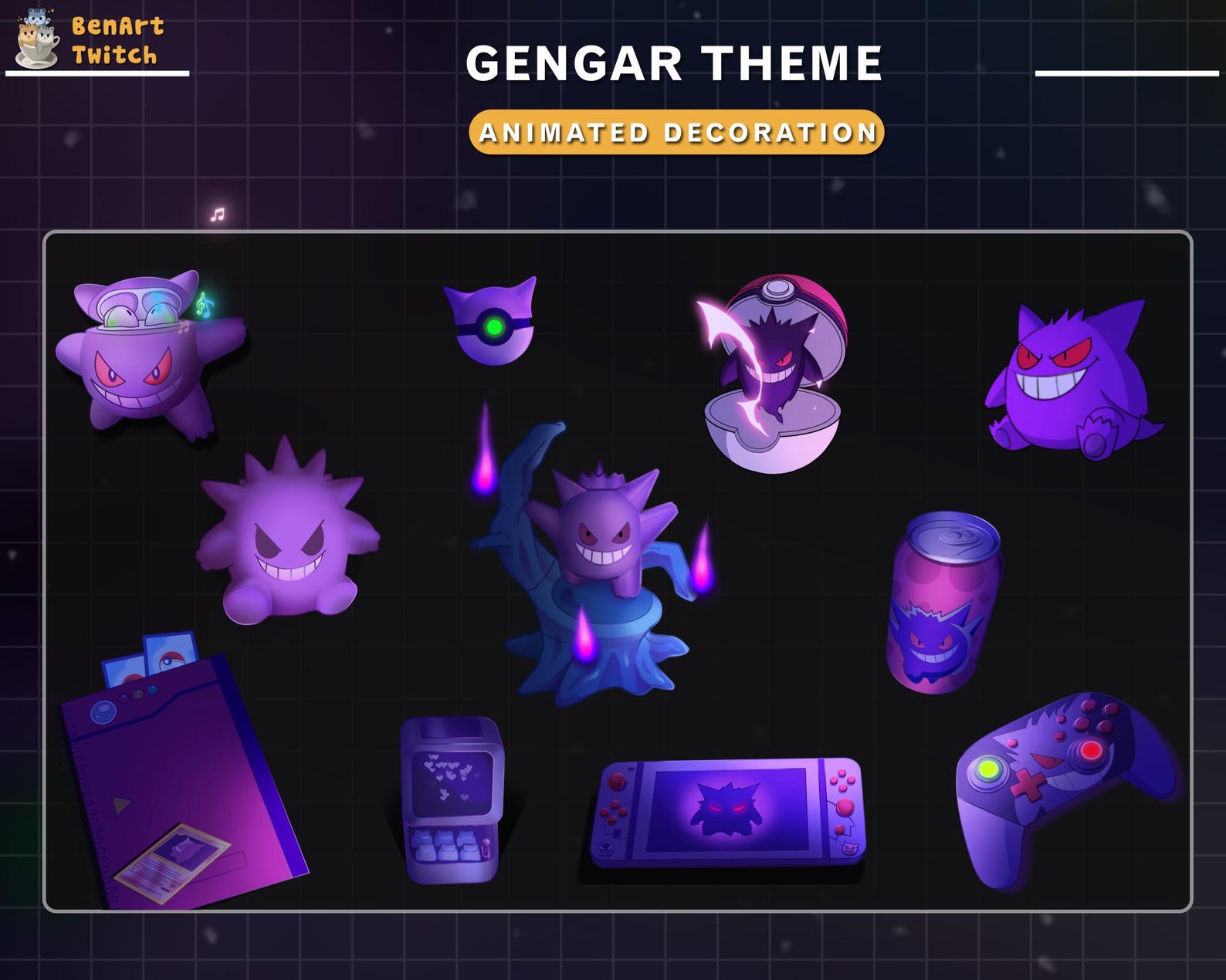 12x Gengar Decoration Twitch – Animated Stream Decoration With Gengar ...