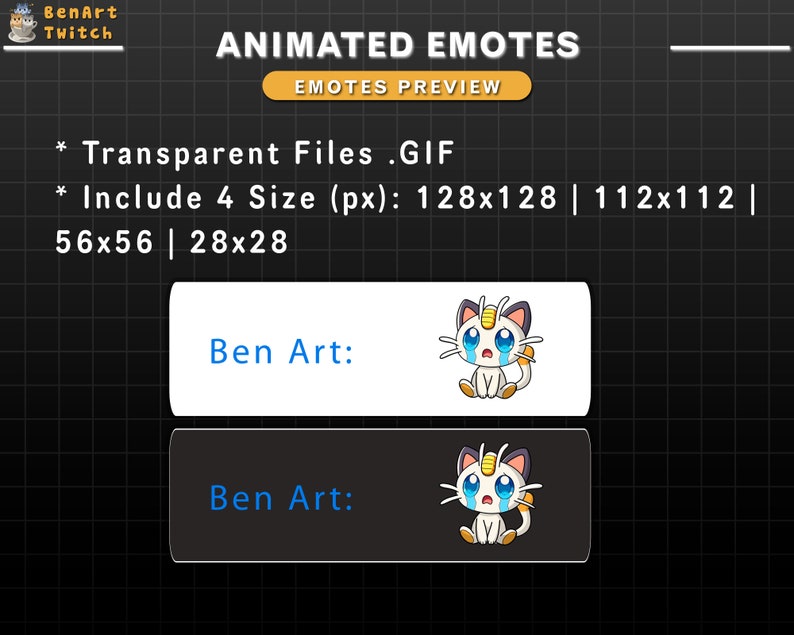 Animated Twitch Emote Pokemon Meowth Crying, Cute Cat Twitch Emotes ...