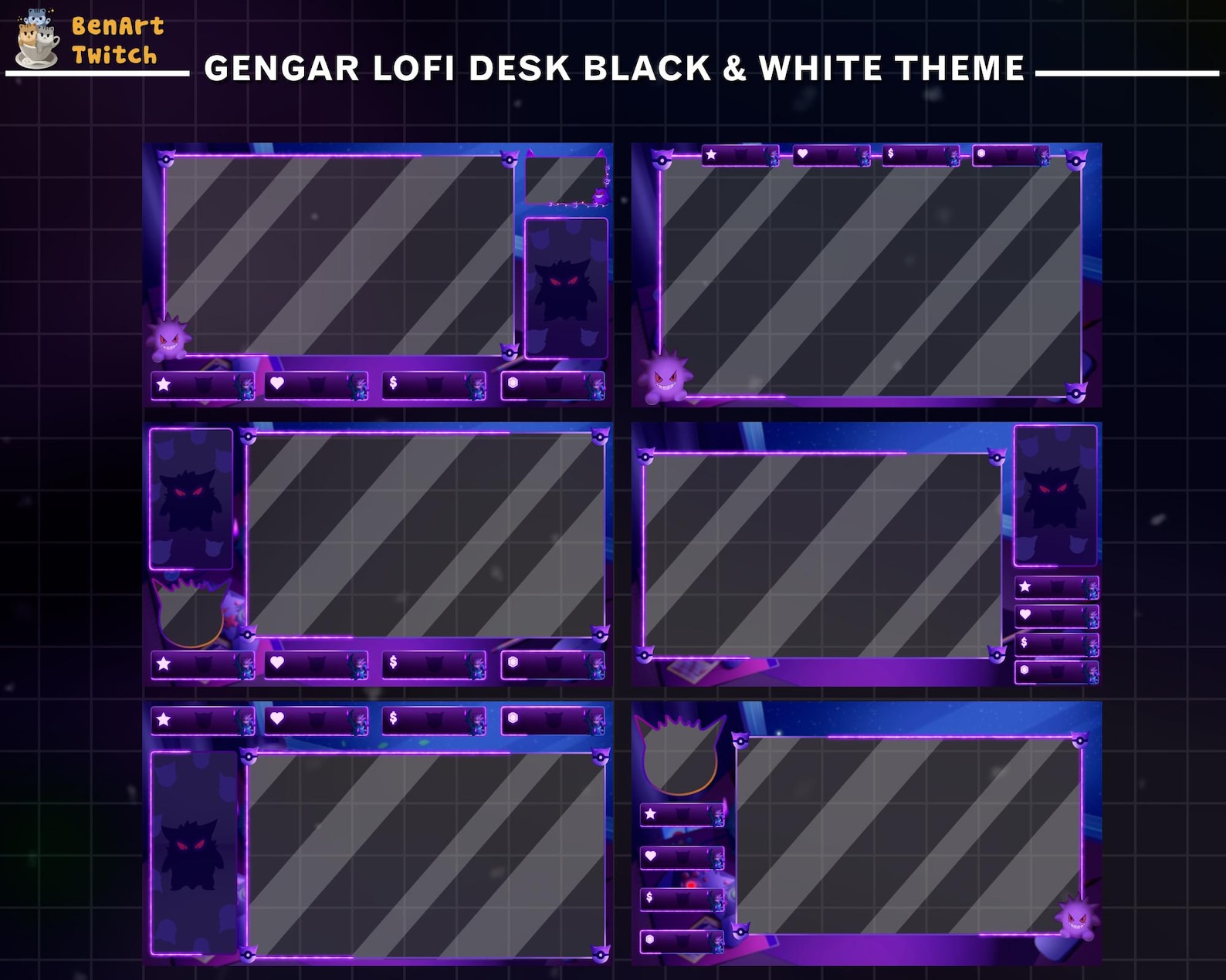Gengar Twitch Overlay – Animated Stream Package With Lofi Desk, Cozy ...