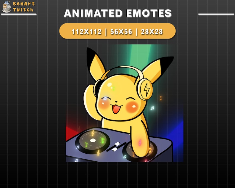 Animated Twitch Emote Pikachu DJ, Pokemon Dancing Twitch Emotes, Cute ...