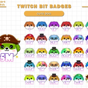 30x Face Dogs Twitch Bit Badges, Cute Dogs Twitch Badges, Complete ...
