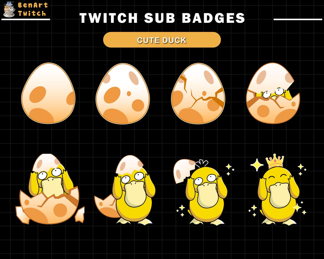 Cute Duck Twitch Sub Badges Cute Pokemon Twitch Badges Cute Emotes For Youtube Discord Etsy