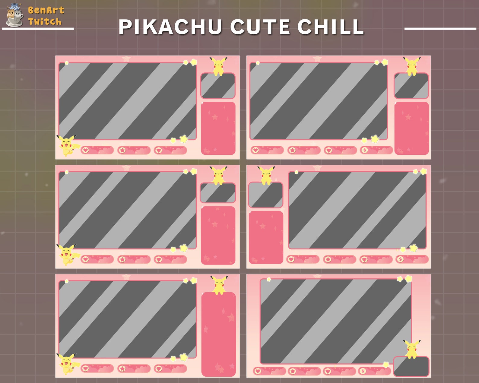 Animated Pikachu Twitch Overlay, Cute Pokemon Stream Overlay, Kawaii ...