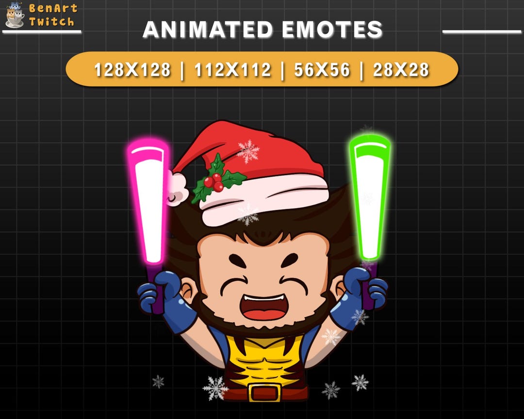 Animated Twitch Emote Wolfverine Xmas Cheering, Cute Christmas Twitch ...