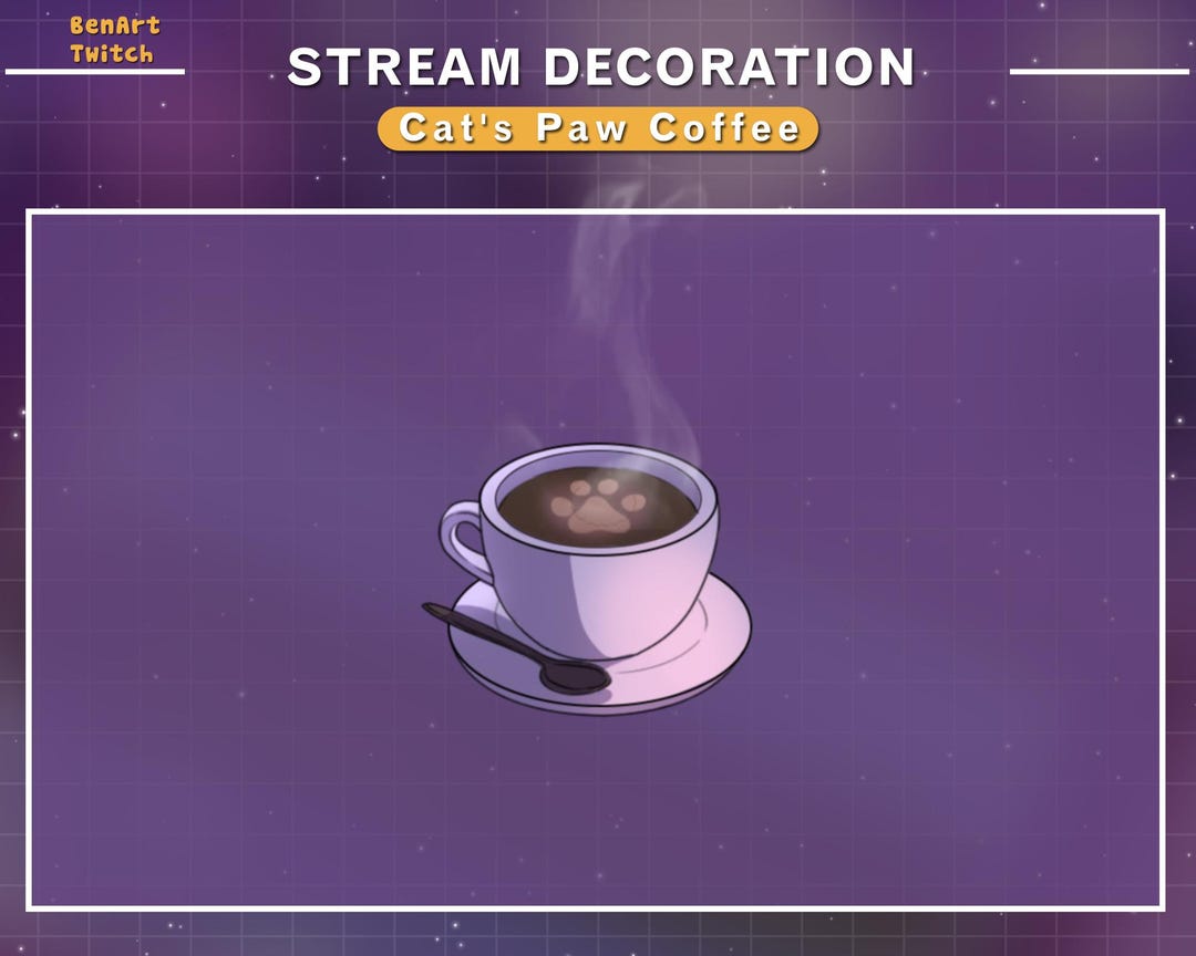 Animated Coffee Cat Stream Decoration, Coffee Twitch, Cat Paw Twitch ...