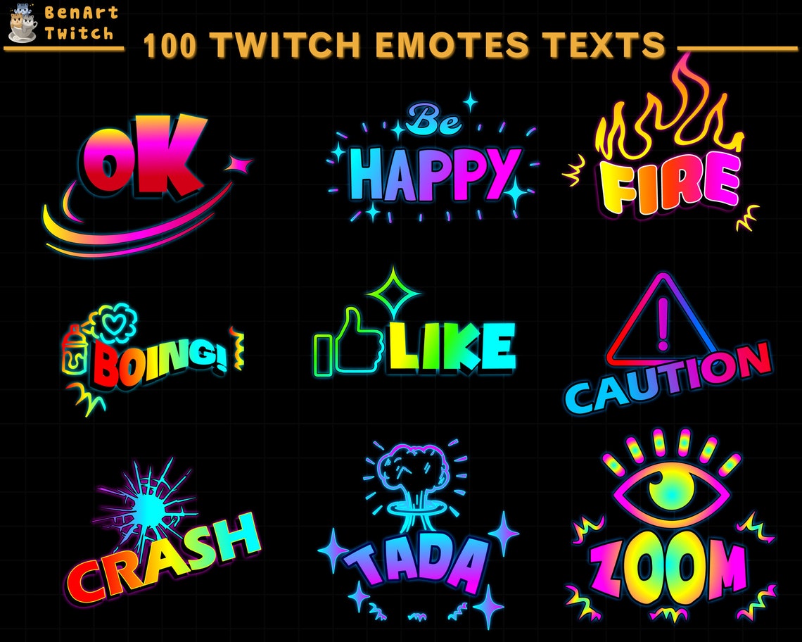 100x Twitch Text Emotes Pack, Discord Text Emotes, Cute Ready to Use ...