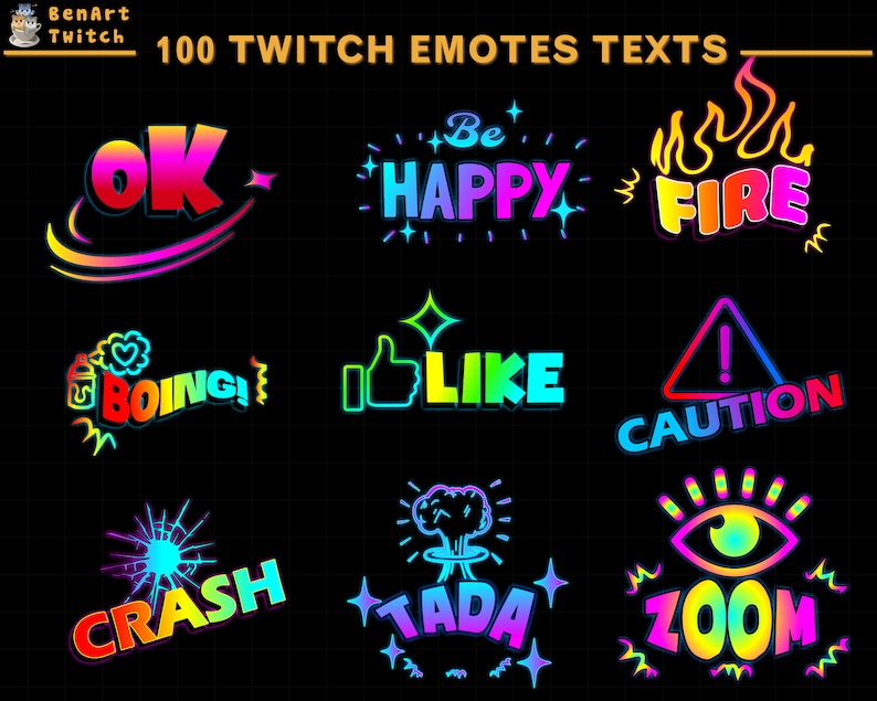 100x Twitch Text Emotes Pack, Discord Text Emotes, Cute Ready to Use ...