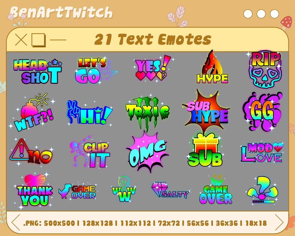 21x Twitch Text Emotes Pack, Discord Text Emotes, Cute Ready to Use for ...