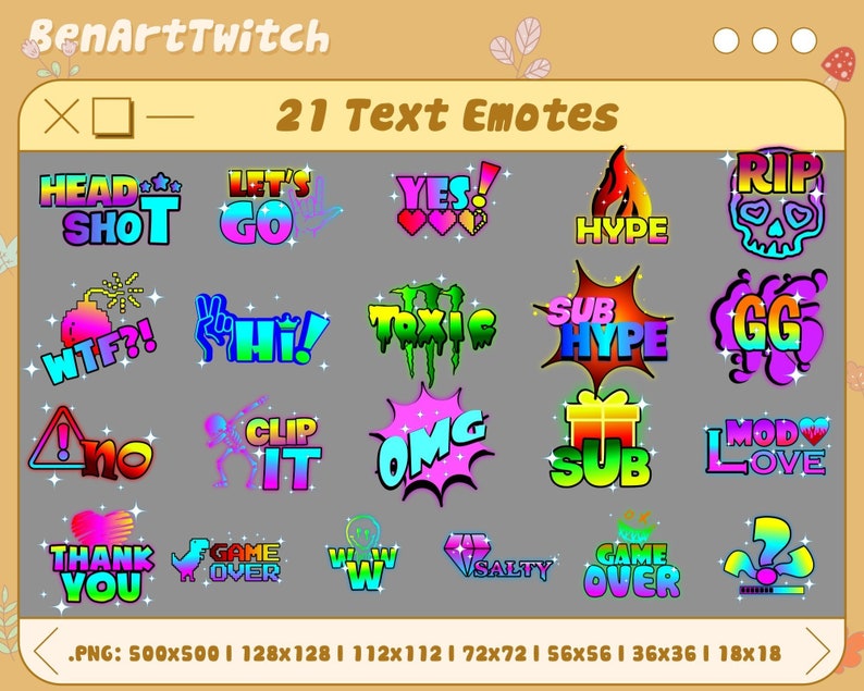 21x Twitch Text Emotes Pack, Discord Text Emotes, Cute Ready to Use for ...