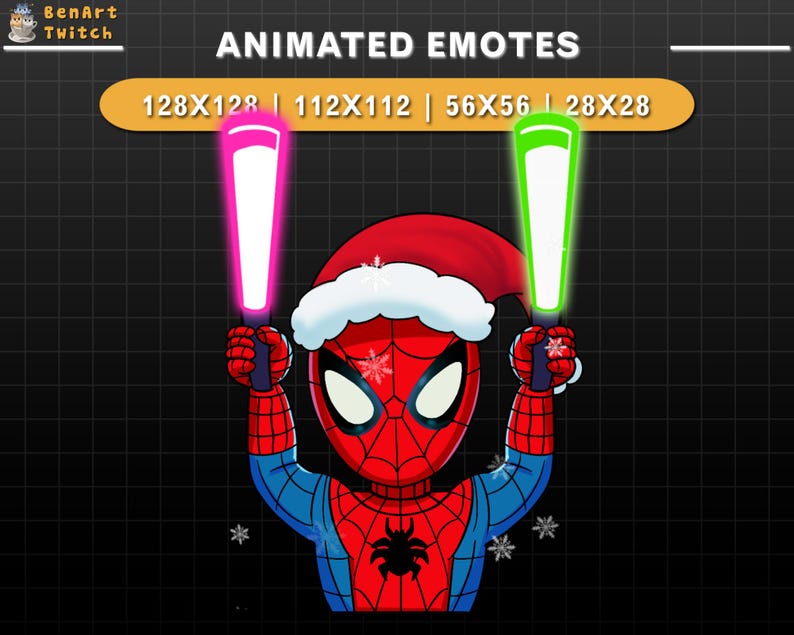 Animated Twitch Emote Christmas Spiderman Cheering, Cute Christmas ...