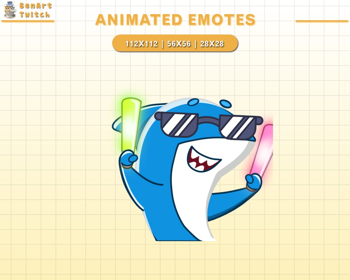 Animated Twitch Emote Shark Cheering, Cute Shark Twitch Emotes, Cute ...