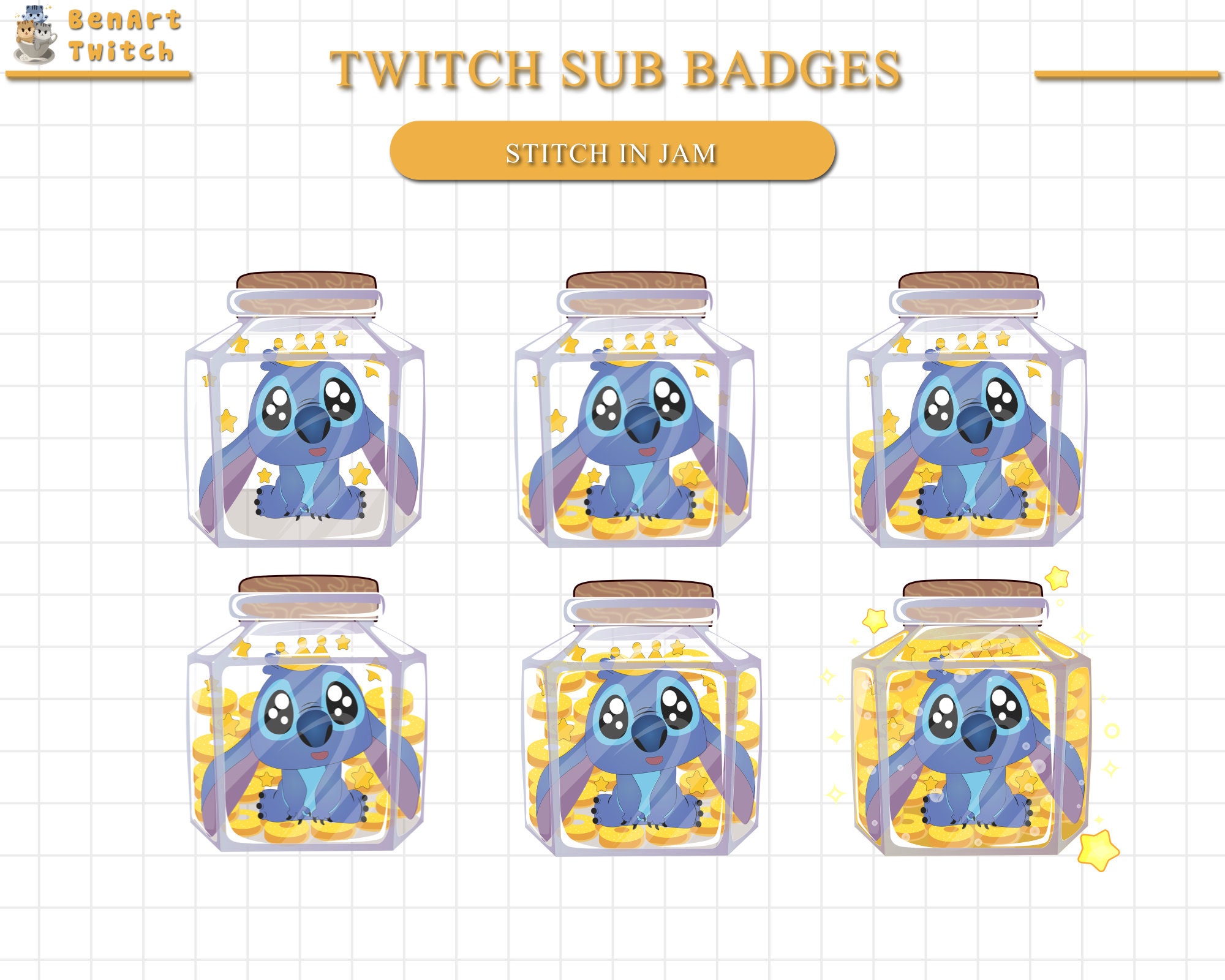 Stitch in Jam Twitch Sub Badges, Cute Stitch Badges, Ready to Use for ...
