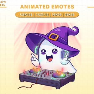 Animated Twitch Emote Cute Ghost DJ, Halloween Twitch Emotes, Cute ...