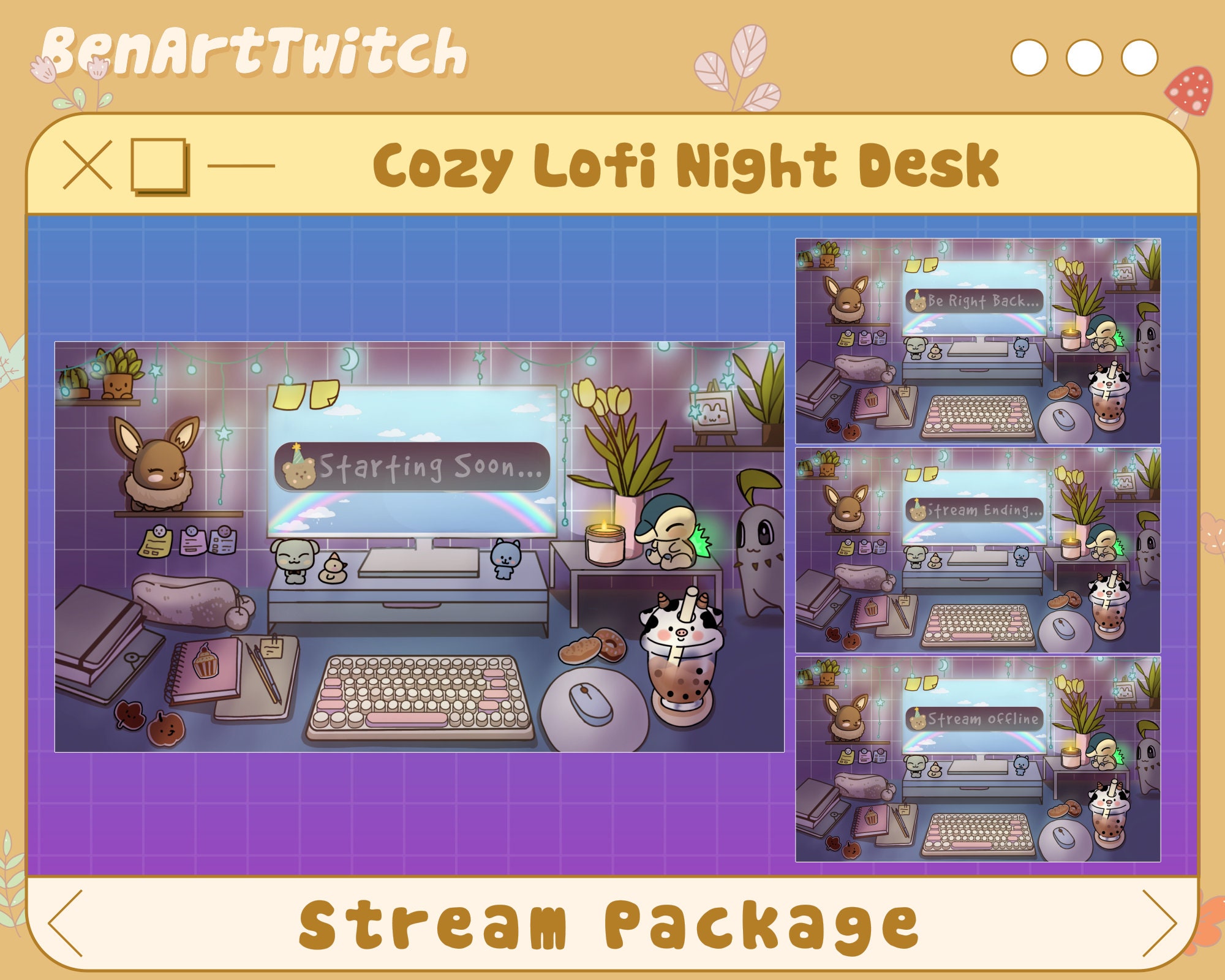 Animated Stream Bundle Cozy Lo-fi Desk, Animated Stream Package ...