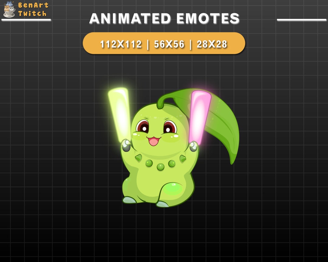 Animated Twitch Emote Chikorita Cheering, Cute Pokemon Twitch Emotes ...