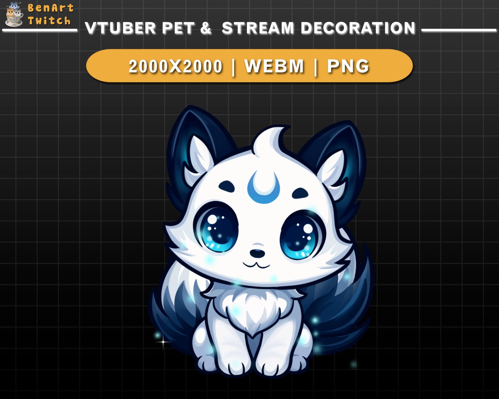 Animated Vtuber Stream Pet Nine Tails Fox, Stream Decoration Cute Fox ...