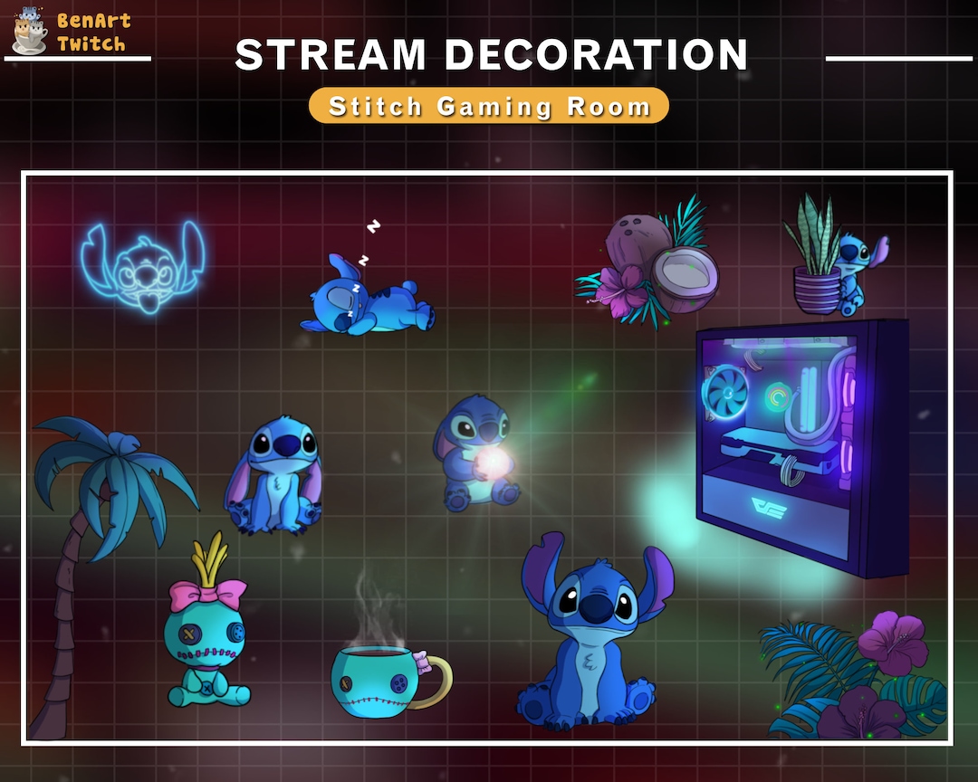 Animated Game Room Stitch Collections Twitch Stream Decoration, CPU ...