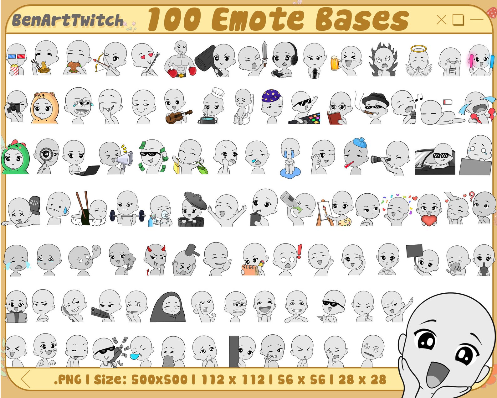 100 DIY Custom Twitch Emotes, Chibi Base, Meme and Customizable for ...