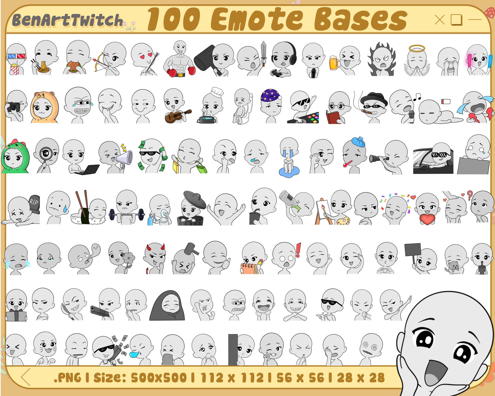 100 DIY Custom Twitch Emotes Chibi Base Meme and - Etsy