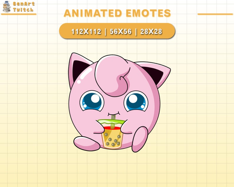 Animated Twitch Emote Jigglypuff Drink Boba Tea , Cute Pokemon Twitch ...