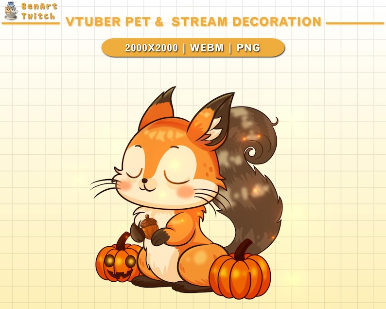 Animated Cute Squirrel Vtuber Pet, Autumn Stream Decoration for Aesthetic Twitch Overlay - Etsy