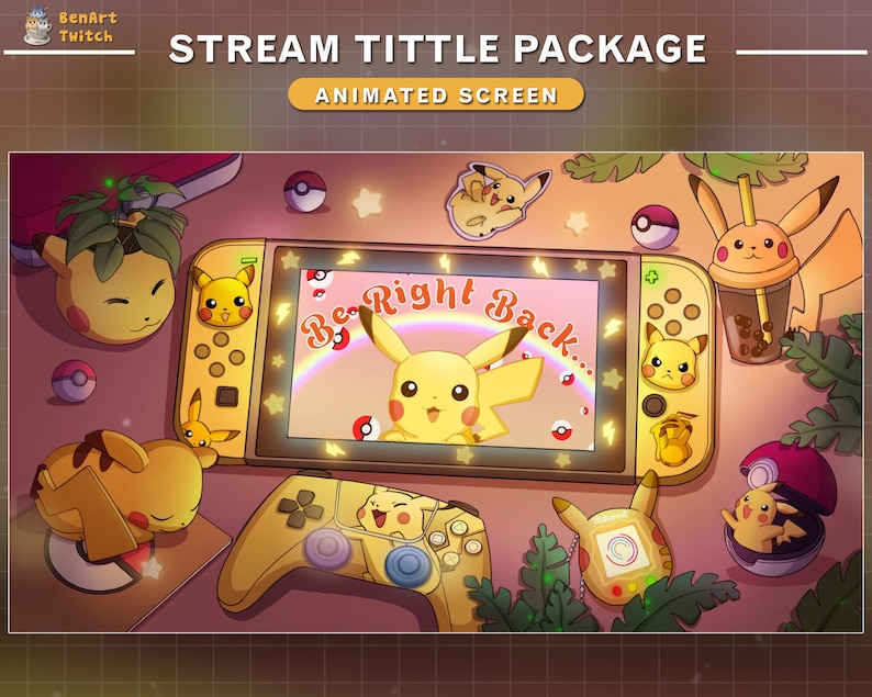 Animated Twitch Overlay Lo-fi Desk Pikachu, Cute Pikachu Stream Package ...