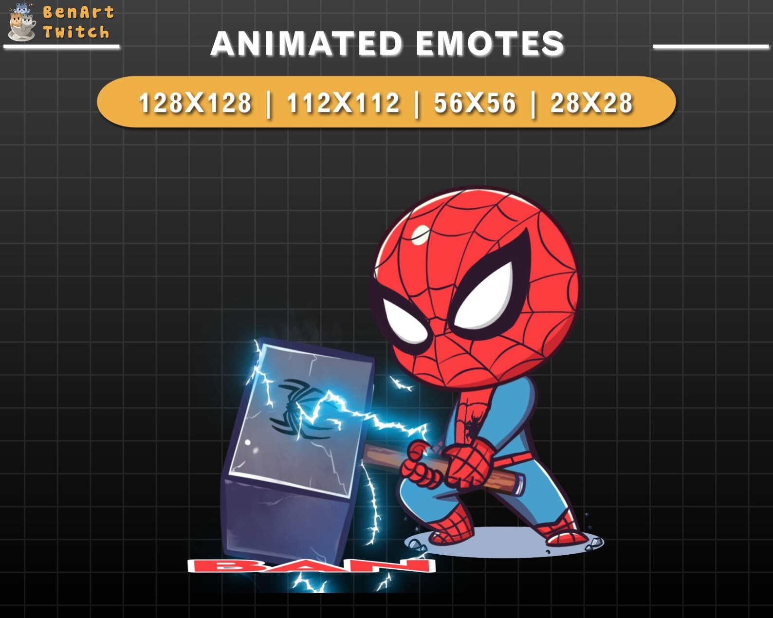 Animated Twitch Emote Spider-man BAN, BAN Emotes, Kawaii Emotes for ...
