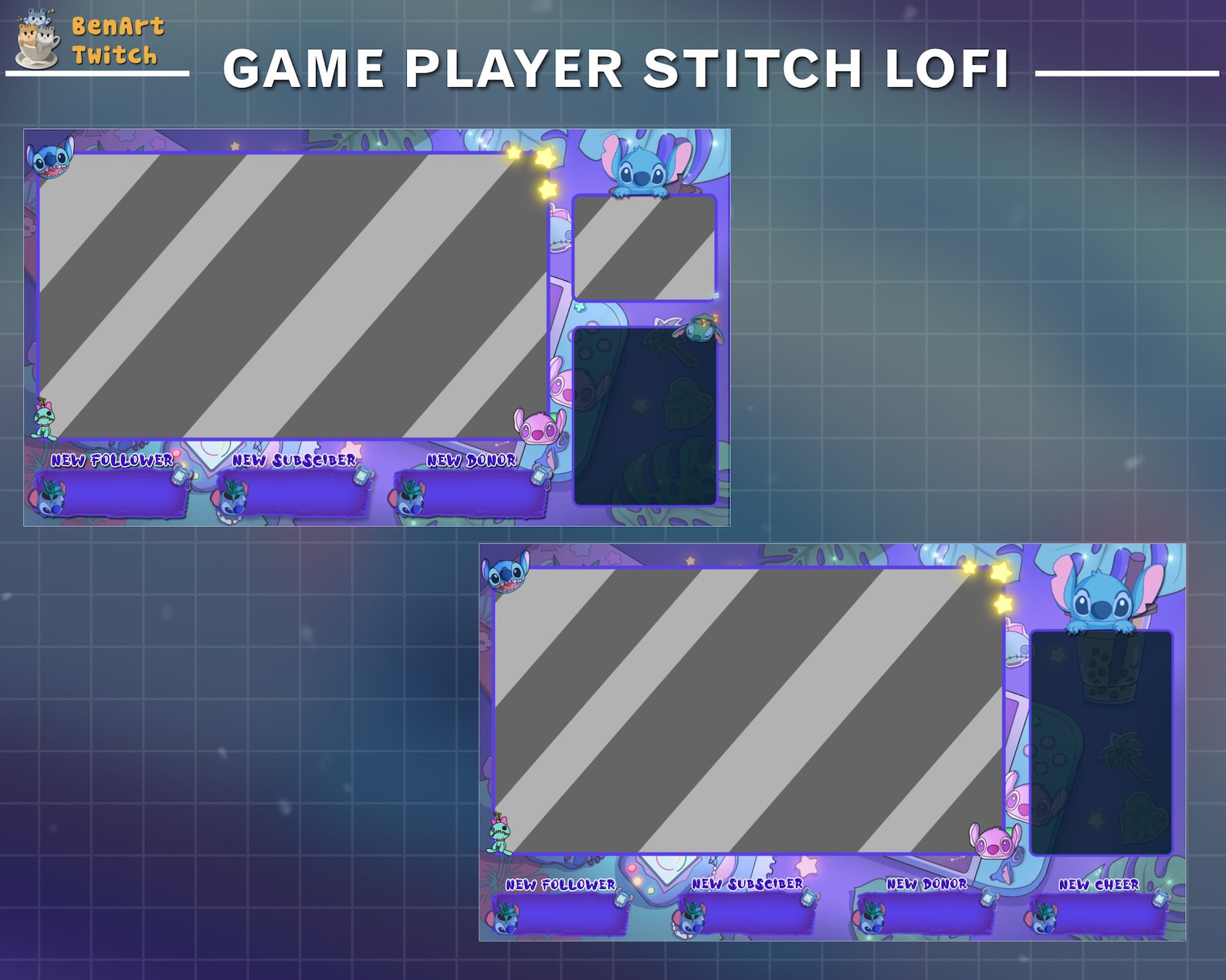 Animated Twitch Overlay Package Lo-fi Desk Stitch, Cute Stitch Stream ...