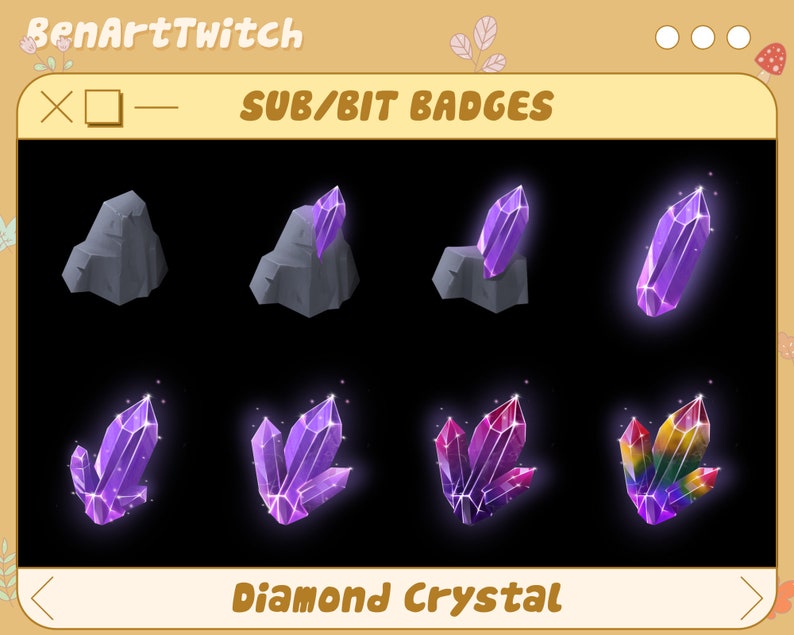 Purple Crystal Twitch Sub Badges Gem Stone Bit Badges Ready - Etsy