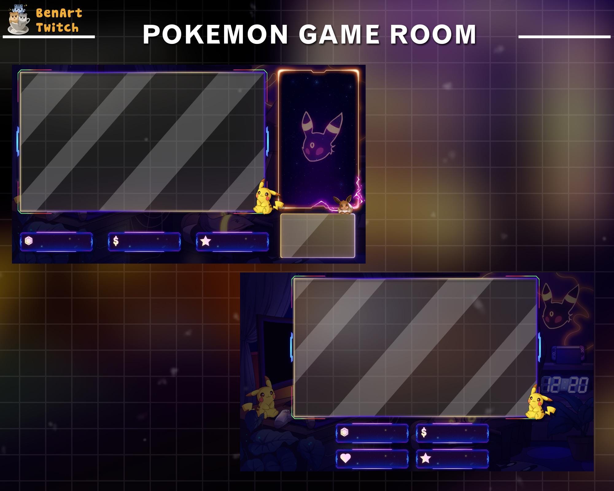 Animated Stream Package Cozy Pokemon Gaming Room Twitch Overlay With ...