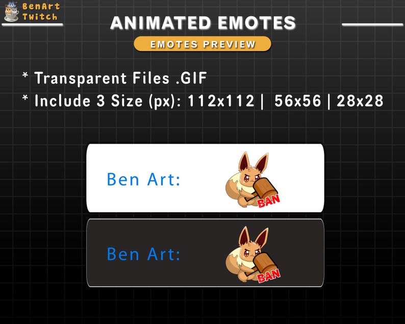 Animated Twitch Emote Eevee BAN, Pokemon Twitch Emotes, Cute Emotes for ...