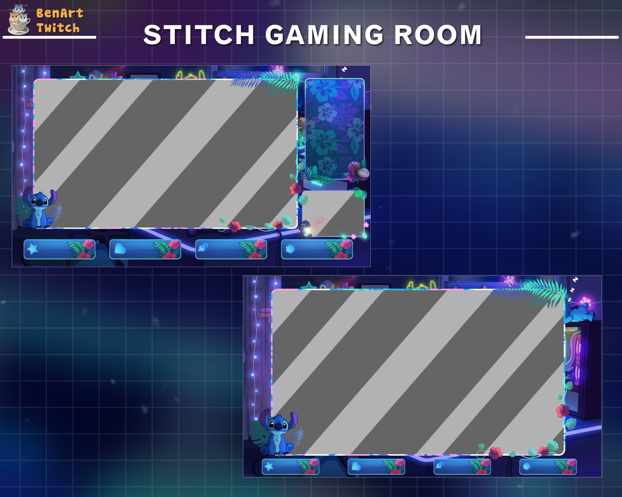 Animated Full Stream Package Game Room Stitch Night Summer, Cute Stitch ...