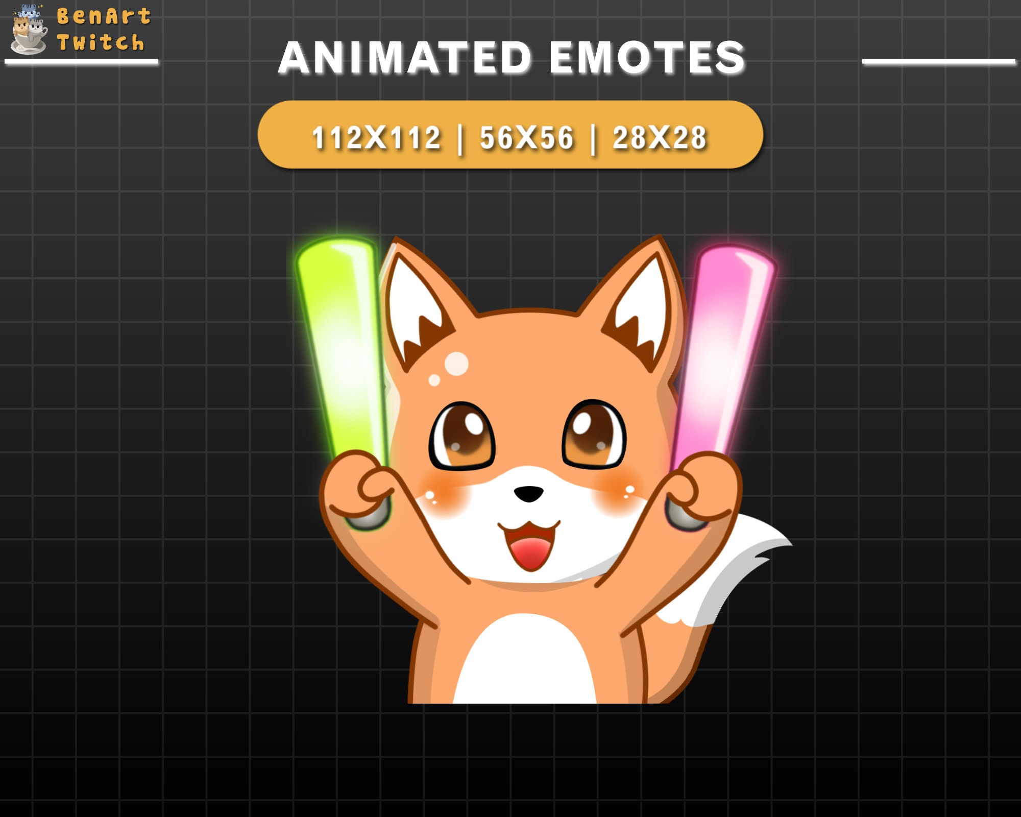 Animated Twitch Emote Fox Cheering, Cute Fox Twitch Emotes, Cute Emotes ...
