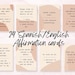 24 Printable Spanish Affirmation Cards, Editable Boho Bilingual ...